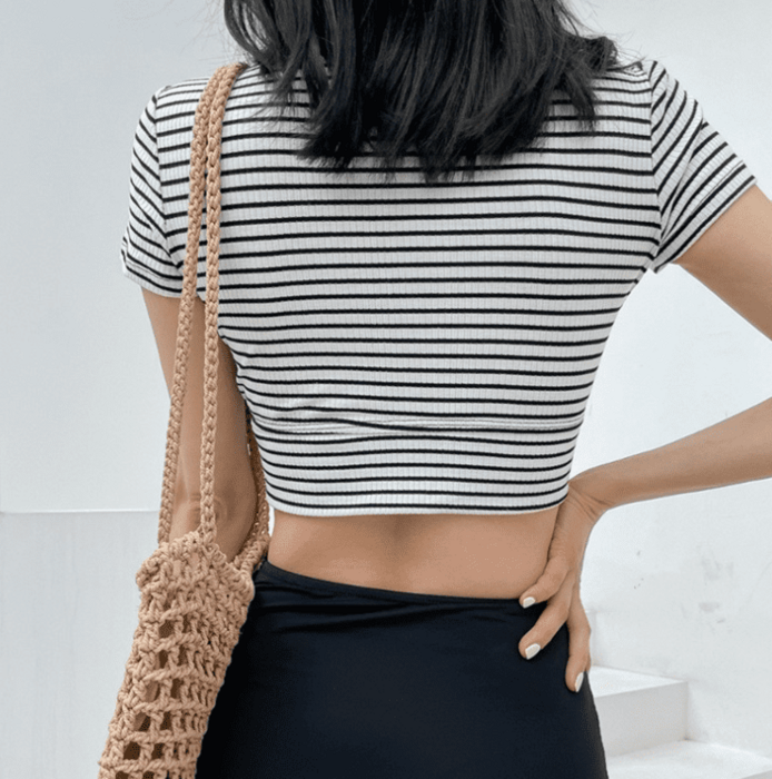 骨格ウェーブ服ボーダーリボン水着（水着）｜骨格ウェーブ専門通販サイトWaverry（ウェーブリー）